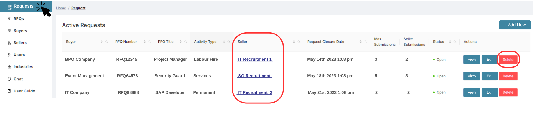 How to Delete a Request - Triber