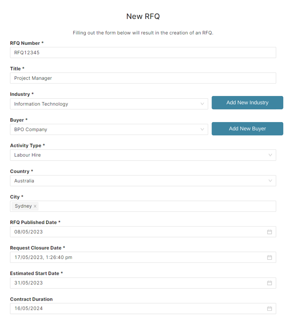 How to Create a New RFQ - Triber